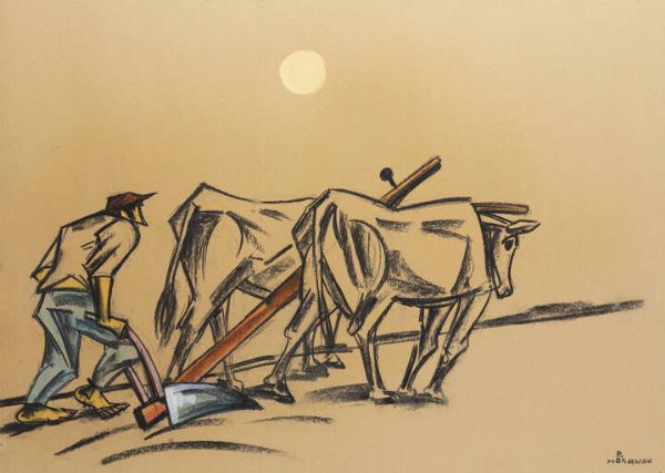 PIETRO MORANDO Alessandria 1892 - 1980 : L'aratore - Asta Antiquariato ...