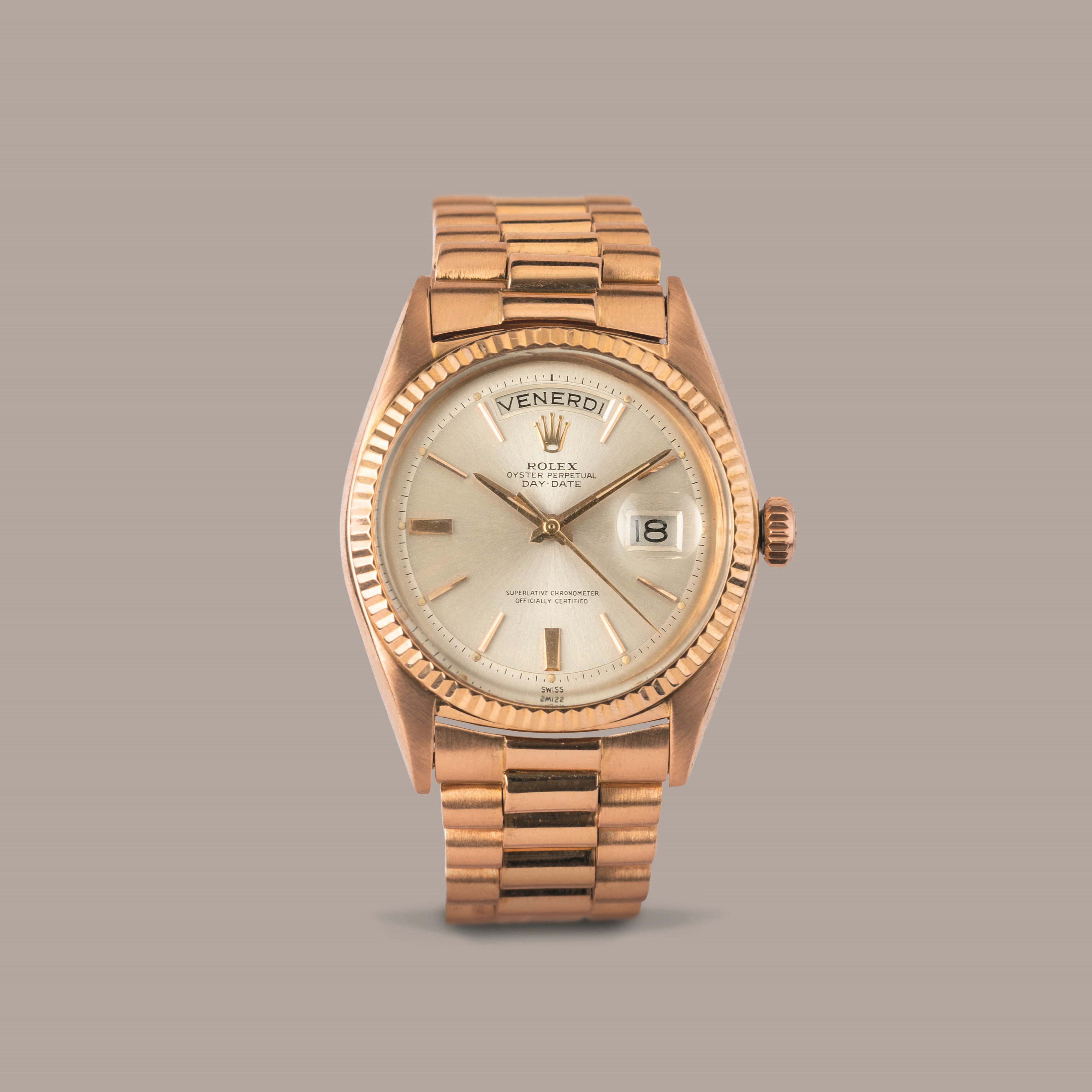 ROLEX - Daydate 1803 in oro Rosa 18k Step Dial argentè con indici ...
