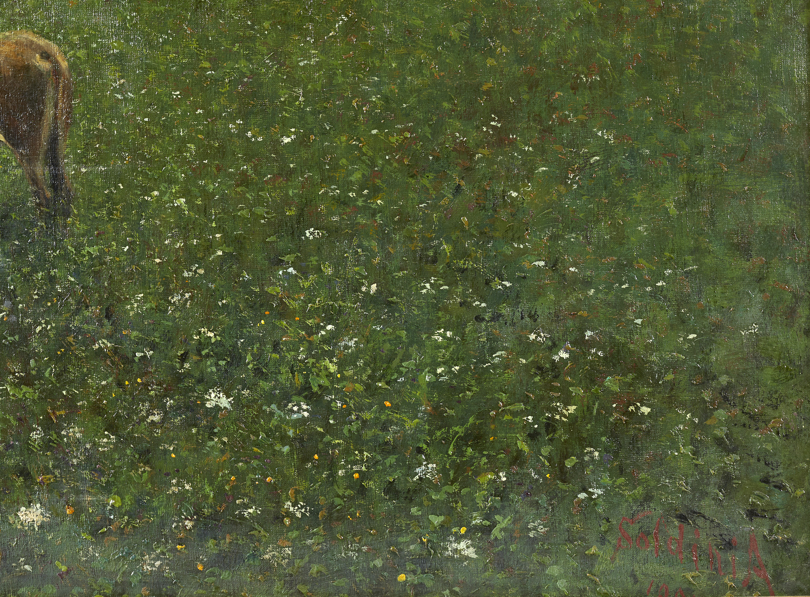 SOLDINI ARNALDO (1862 - 1936) : Paesaggio montano con mucca - Asta Asta ...