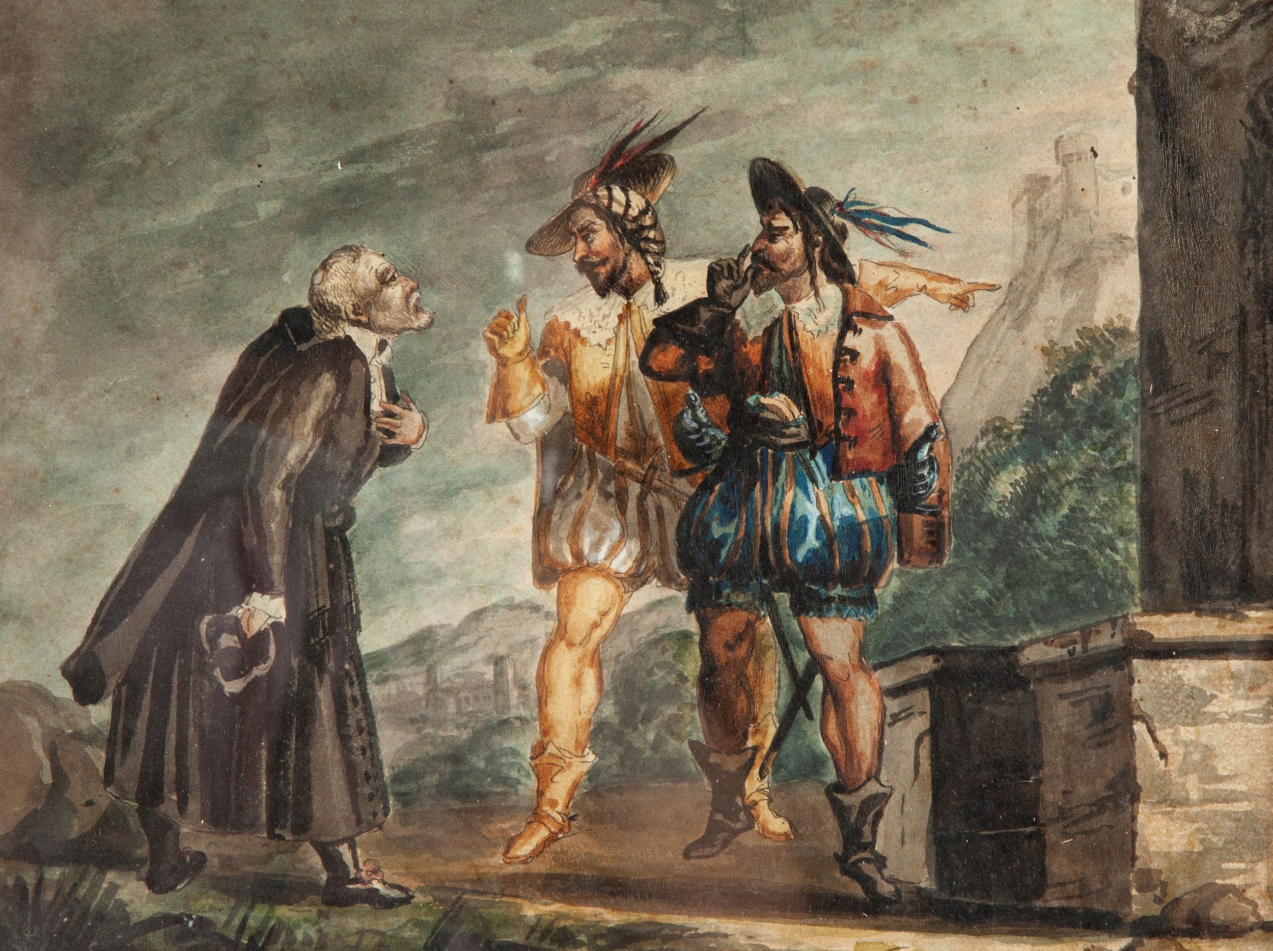 Fabrizio Sevesi : a) Don Abbondio sorpreso da i Bravi di Don Rodrigo b ...