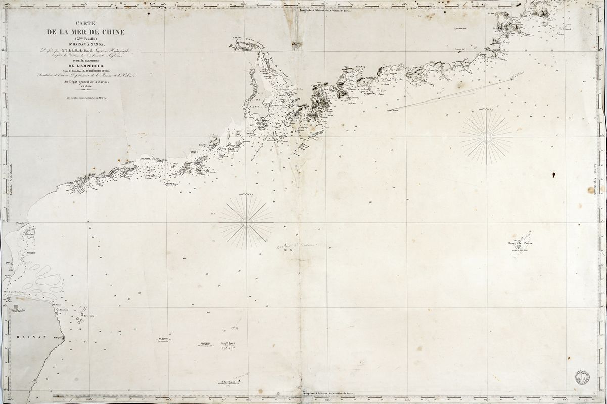 FERDINAND ANTOINE JULE DE LA ROCHE-PONCIÉ : Carte de la Mer de Chine (3.ème Feuille) d'Hainan à ...